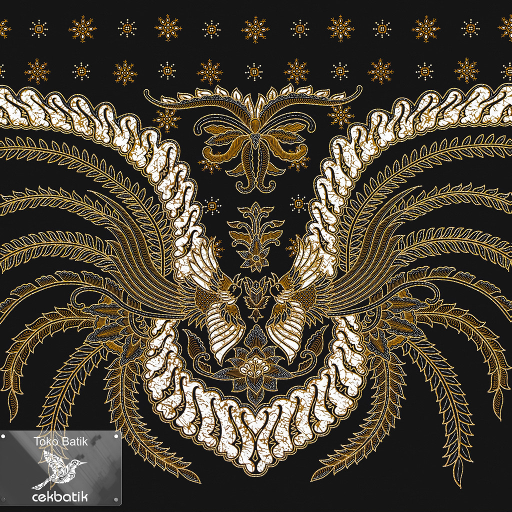 Special Modern Javanese SOGAN Peacock Motif Longer Size Black base ...