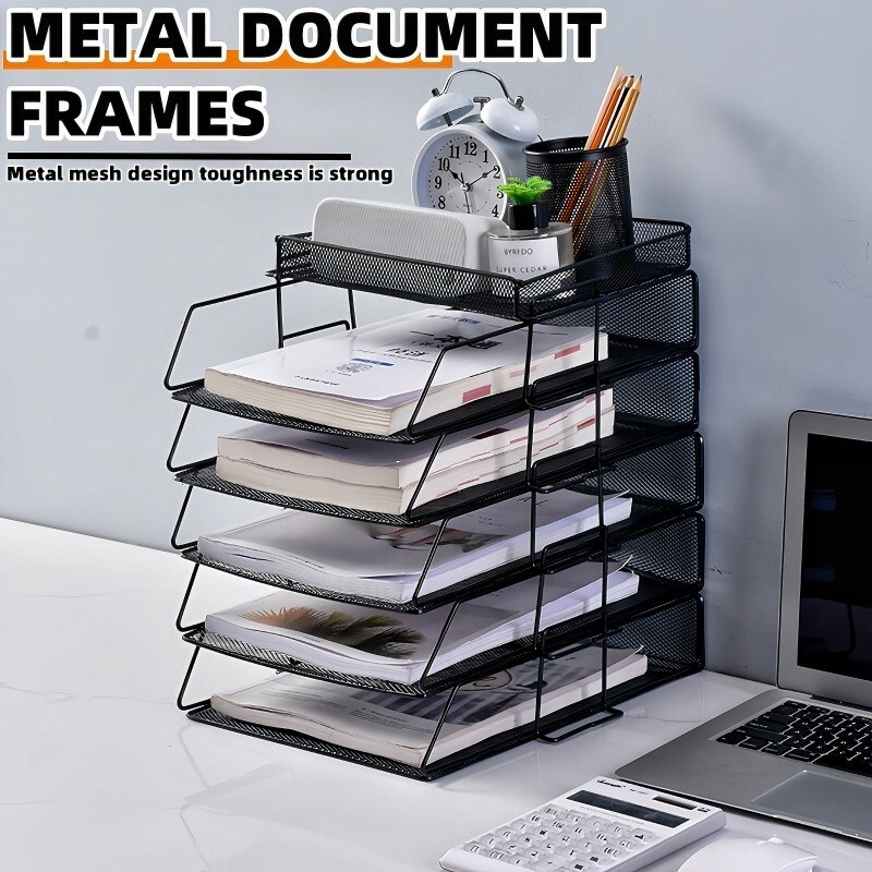 Metal Mesh Desk Organizer Box Document File Letter Book Pen Brochure ...