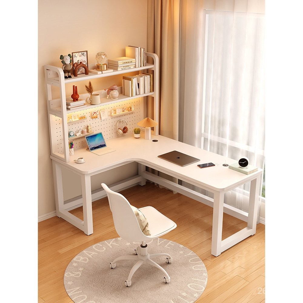Corner Computer Desk with Bookshelf, Integrated Desk for Home Bedroom ...