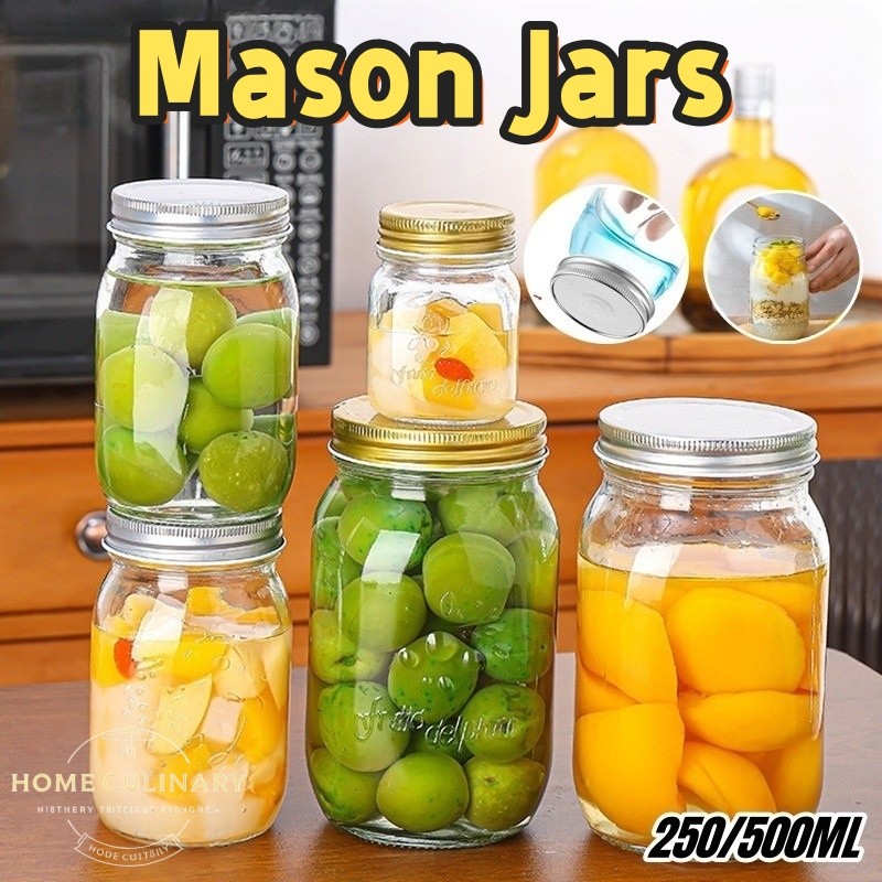 250/500ml Mason Jars with Lids Glass Food Storage Containers for Honey ...