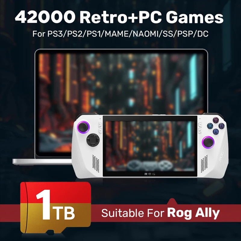 512G/1TB Game Card For ROG Ally/Win Handheld Game Consoles With 42000+ Retro/AAA Games Memory ...