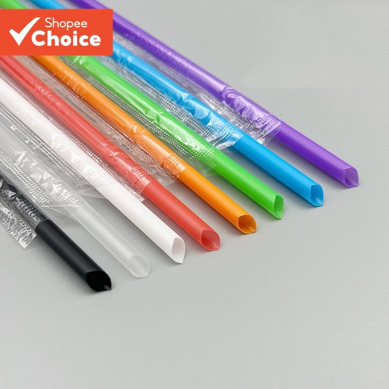 100Pcs Child-Sized Plastic Straws Separate Packaging Fine Point ...