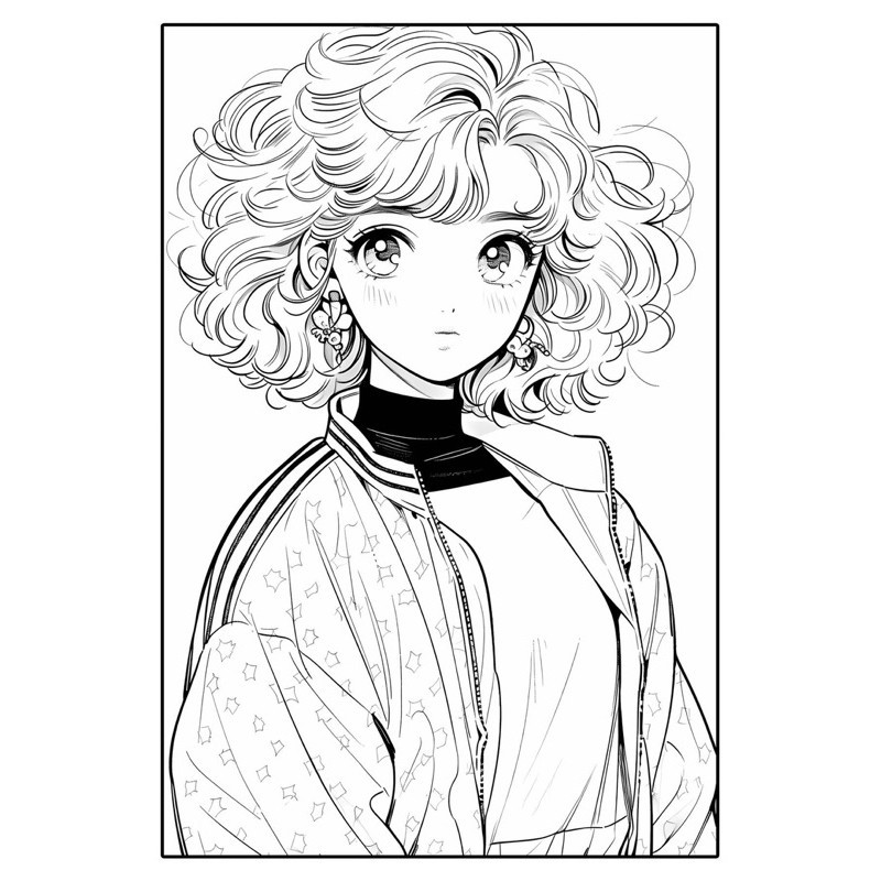 Anime girl portrait (180gsm thick paper) - Set of 40 A4 A5 Coloring ...