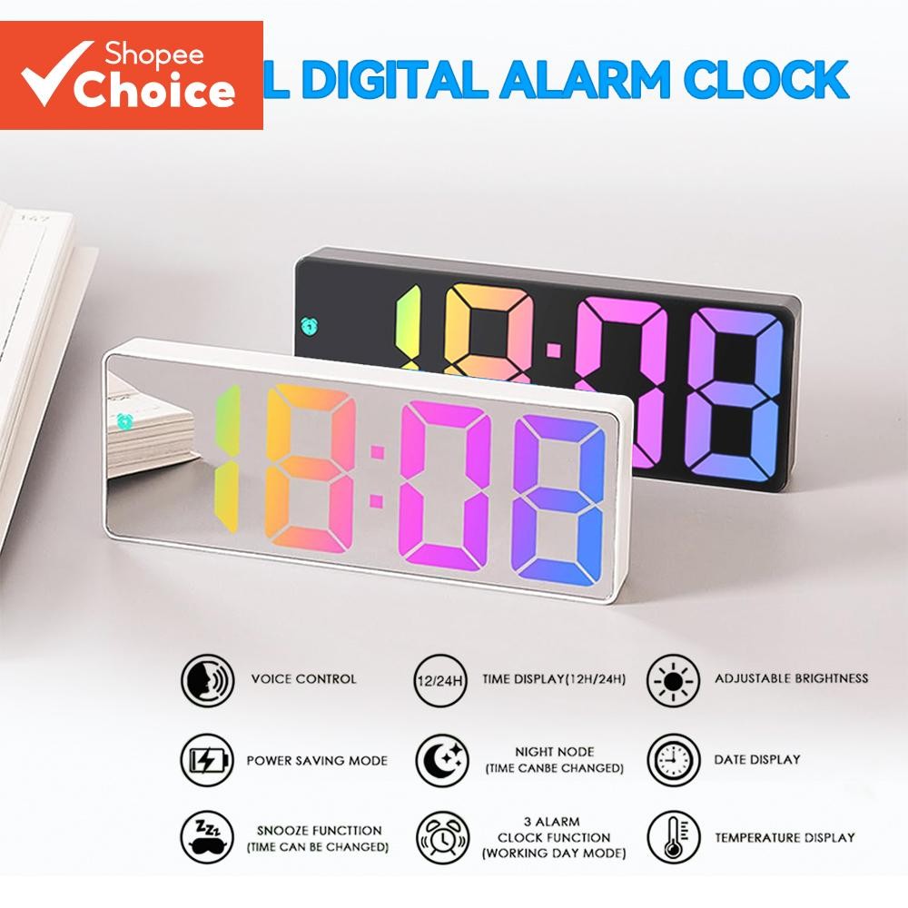 Colorful Digital Alarm Clock - USB/Battery Powered Desk Clock with ...