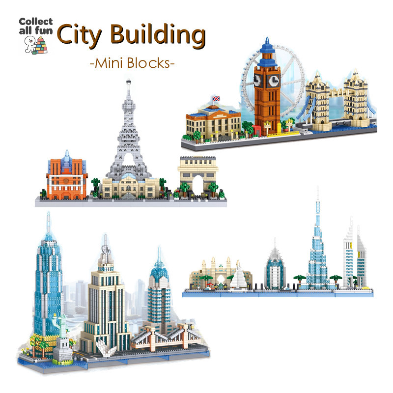 LEZI Mini Blocks Zhegao City Landmark Skyline Building Micro Bricks DIY ...