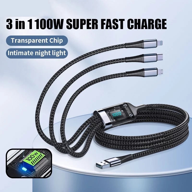 new 120W 3-in-1 Cable Fast Charge for Android Type-C 3-in-1 Ultra Fast ...