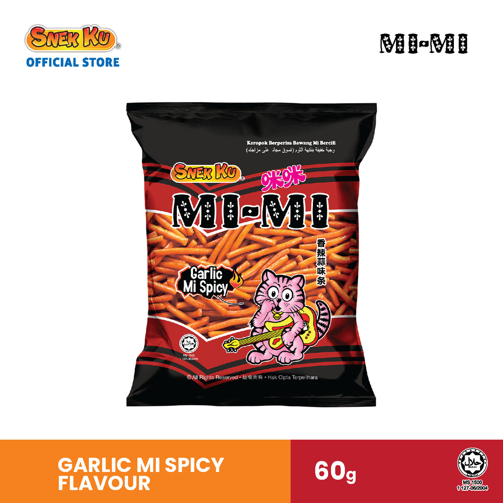 Snek Ku Mimi Garlic Mi Spicy Flavoured Snacks (60g) | Shopee Singapore