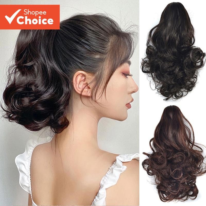 12-Inch Black Curly Ponytail Hair Extension with Claw Clip - Voluminous ...