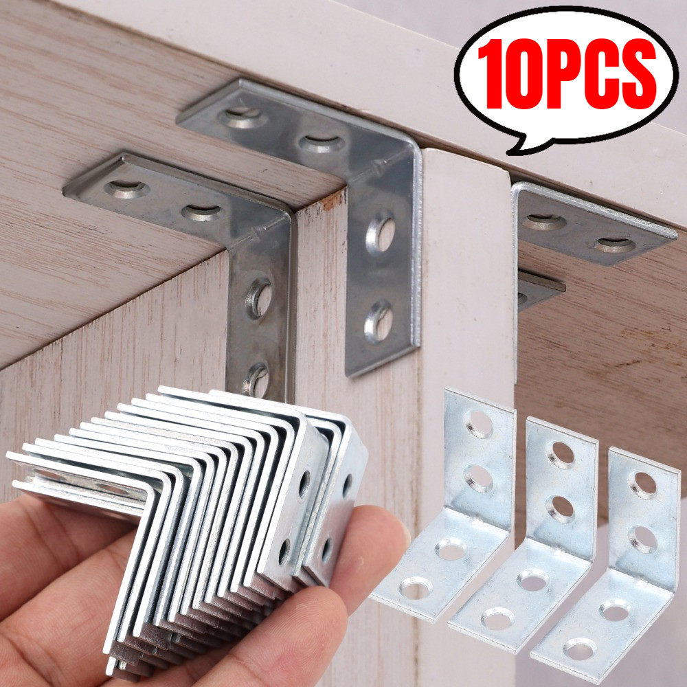10Pcs Home Metal Corner Brackets L-shaped 90 Degree Right Furniture ...