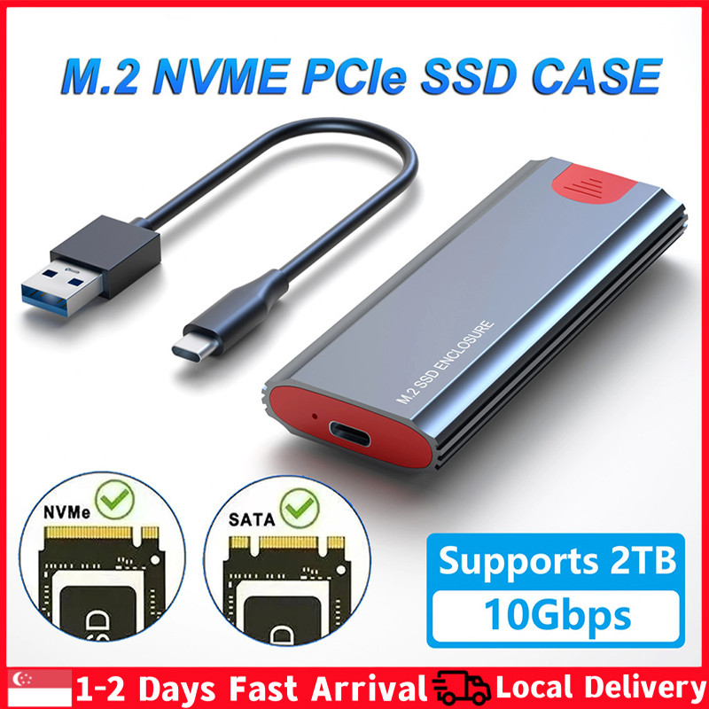 ⚡SG Stock⚡M2 10Gbps NVMe&SATA SSD Case M.2 NVME NGFF SSD to USB 3.1 Enclosure SSD Box Type-A to ...