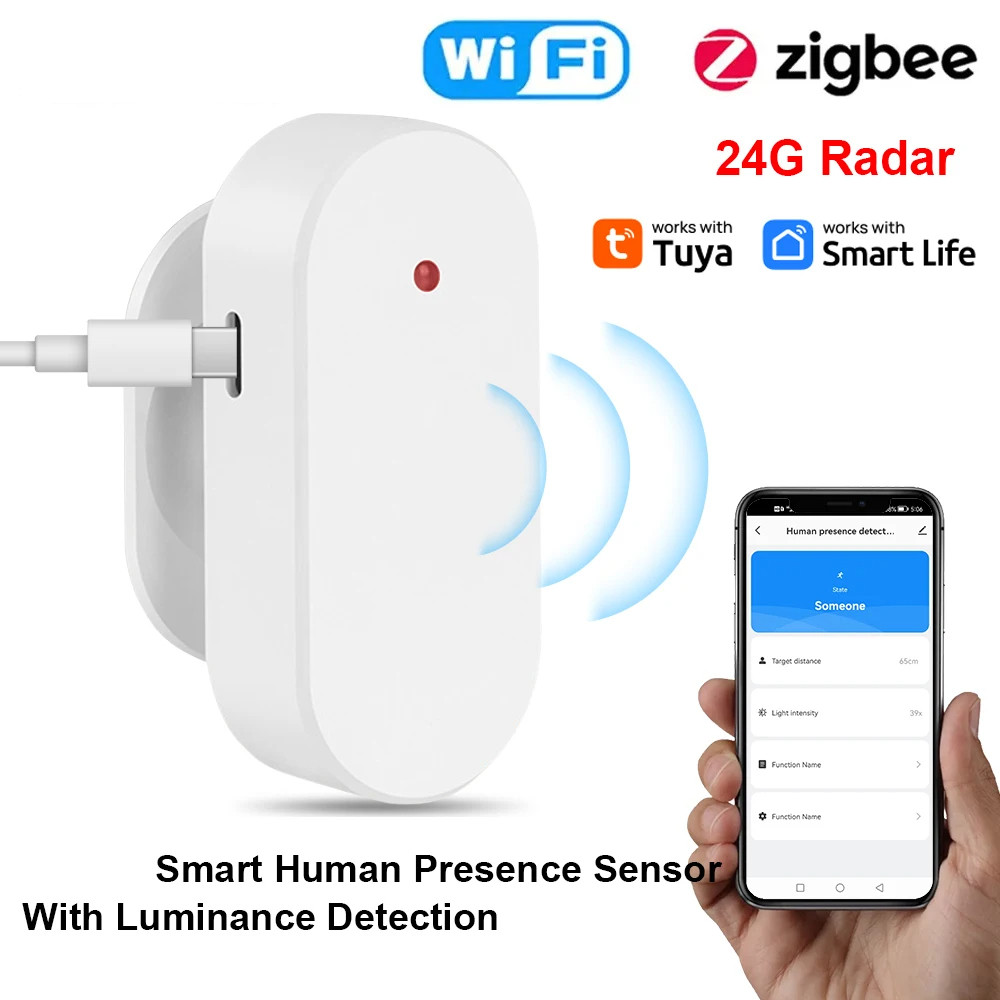 24G Tuya Zigbee WiFi Smart Human Presence Detector Human Body PIR ...