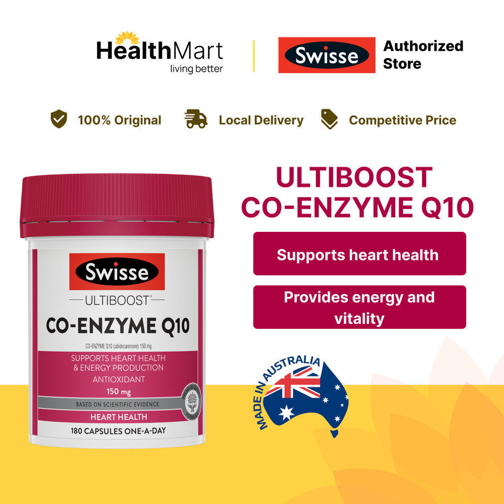 [SG] Swisse Ultiboost CoQ10 Co-Enzyme Q10 150 mg, 180 Capsules (Antioxidant for Heart Health ...