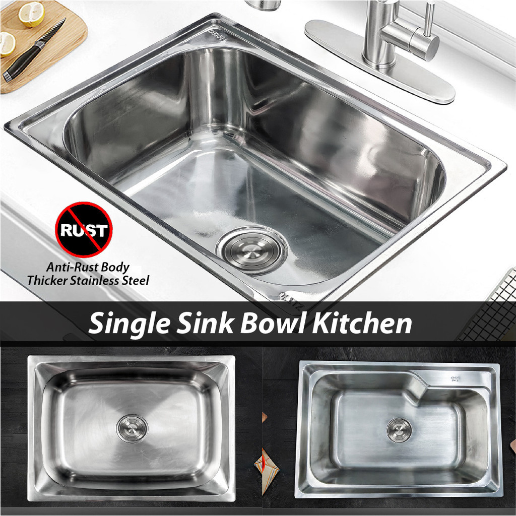 STAINLESS STEEL KITCHEN SILVER SINGLE SINK BOWL UNDERMOUNT M720 DRAIN ...