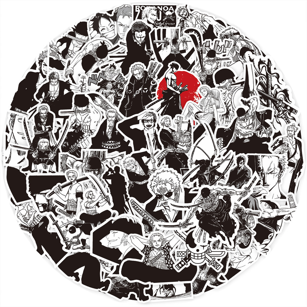 75PCS One Piece Zoro Decorative Stickers - Waterproof Anime Decals for ...
