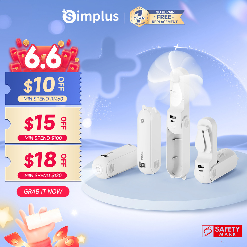 Simplus Smart Small Fan Handheld USB Electric Fan Portable Foldable 3 ...
