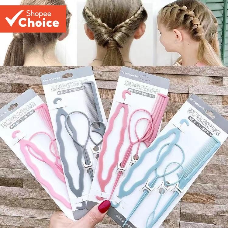 Hair Styling Set 8-in-1 - Curler Brush & Braiding Tools With Comb ...