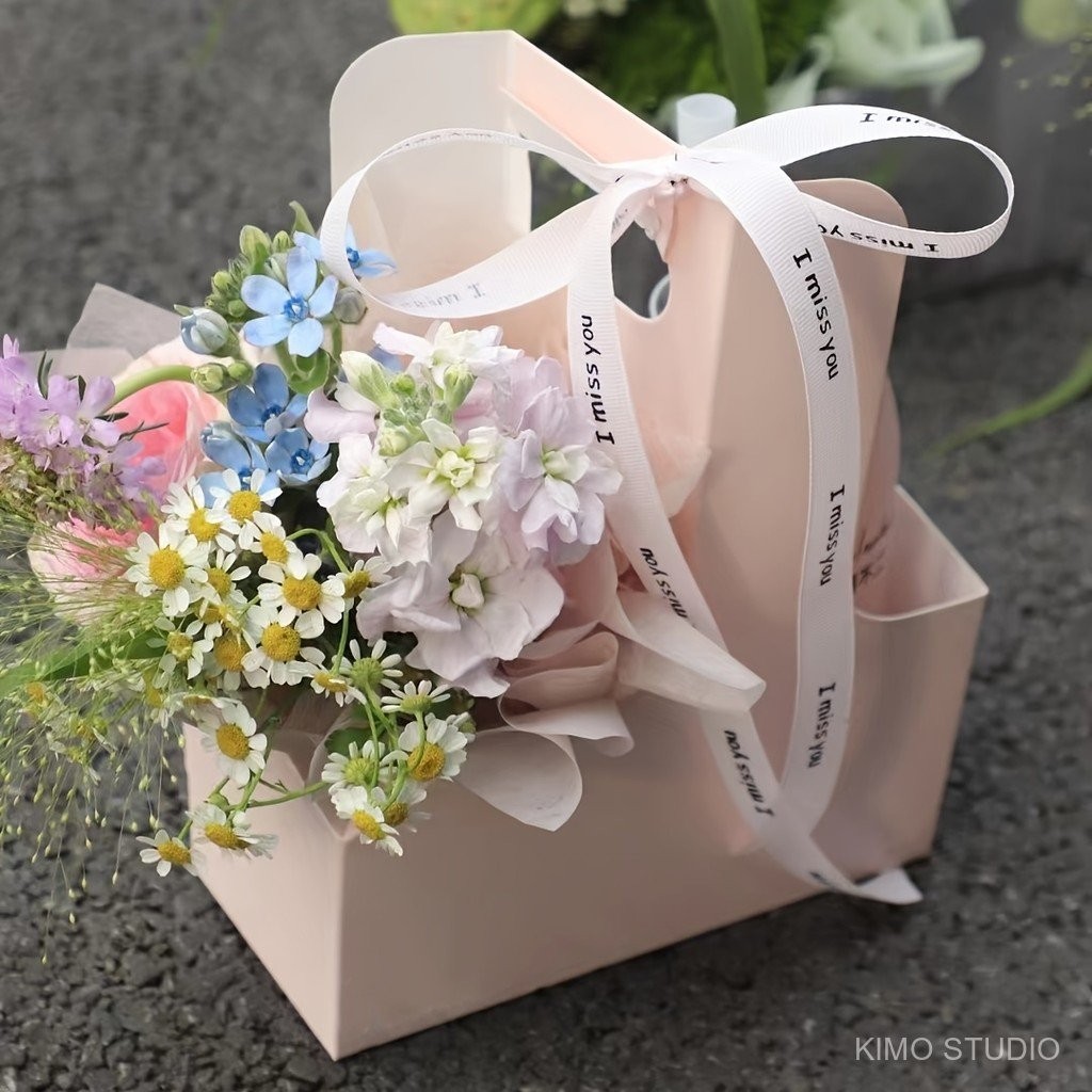10pcs Coffee Tote Flower Box Kraft Paper Flower Arrangement Basket Milk ...