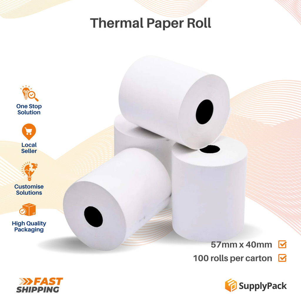 Thermal Paper Roll 57mm x 40mm Receipt Roll Grab Order Printing Credit ...