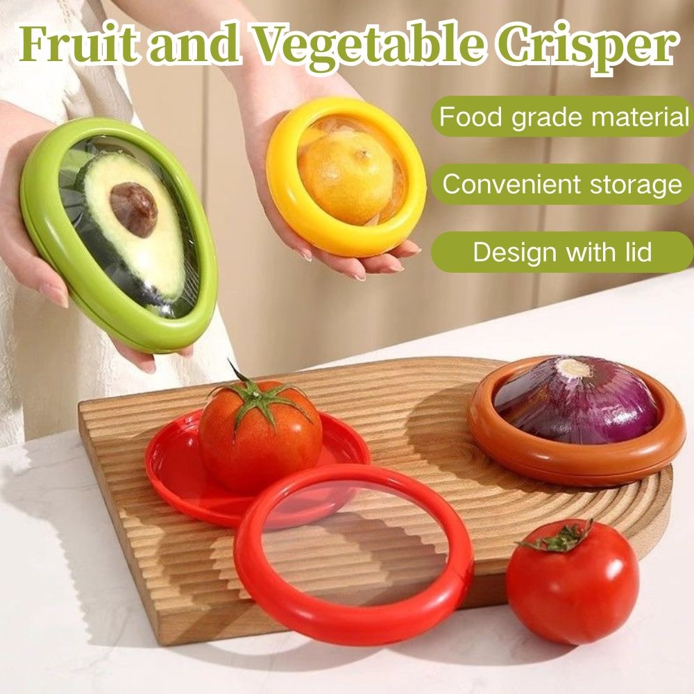 Reusable Food Saver Box Fruit 4pcs Half Cut Container Film Vegetable ...