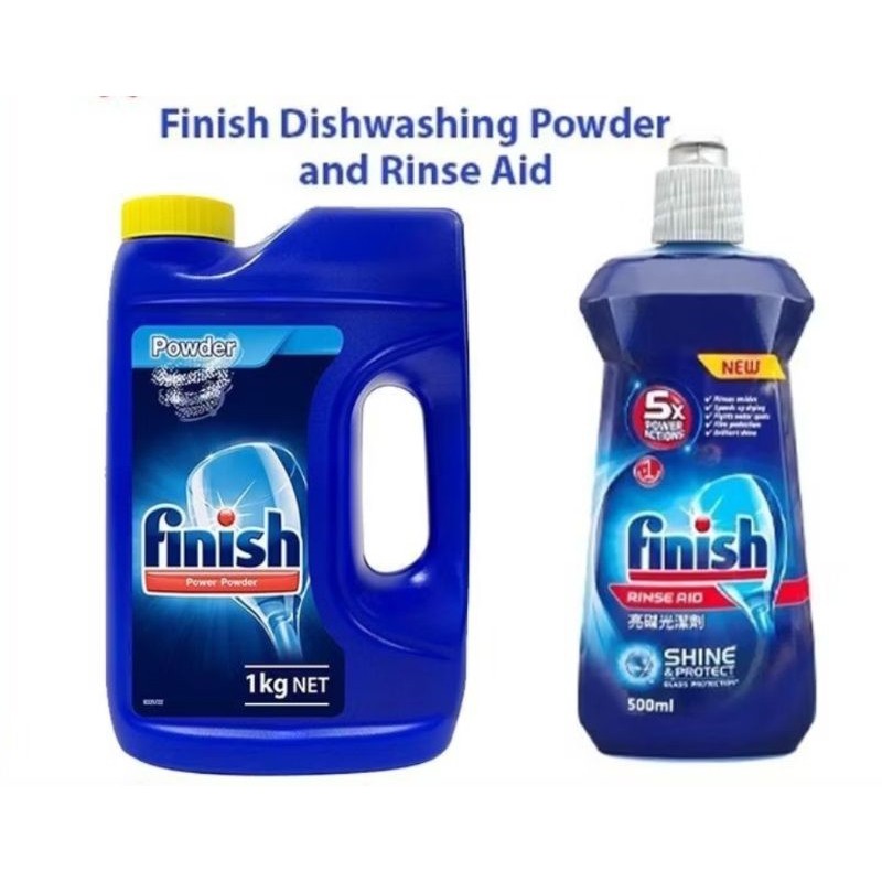 Finish Dishwasher Cleaning Lemon Powder (1kg) and Finish Dishwashing Rinse Aid ( 500ml) | Shopee ...