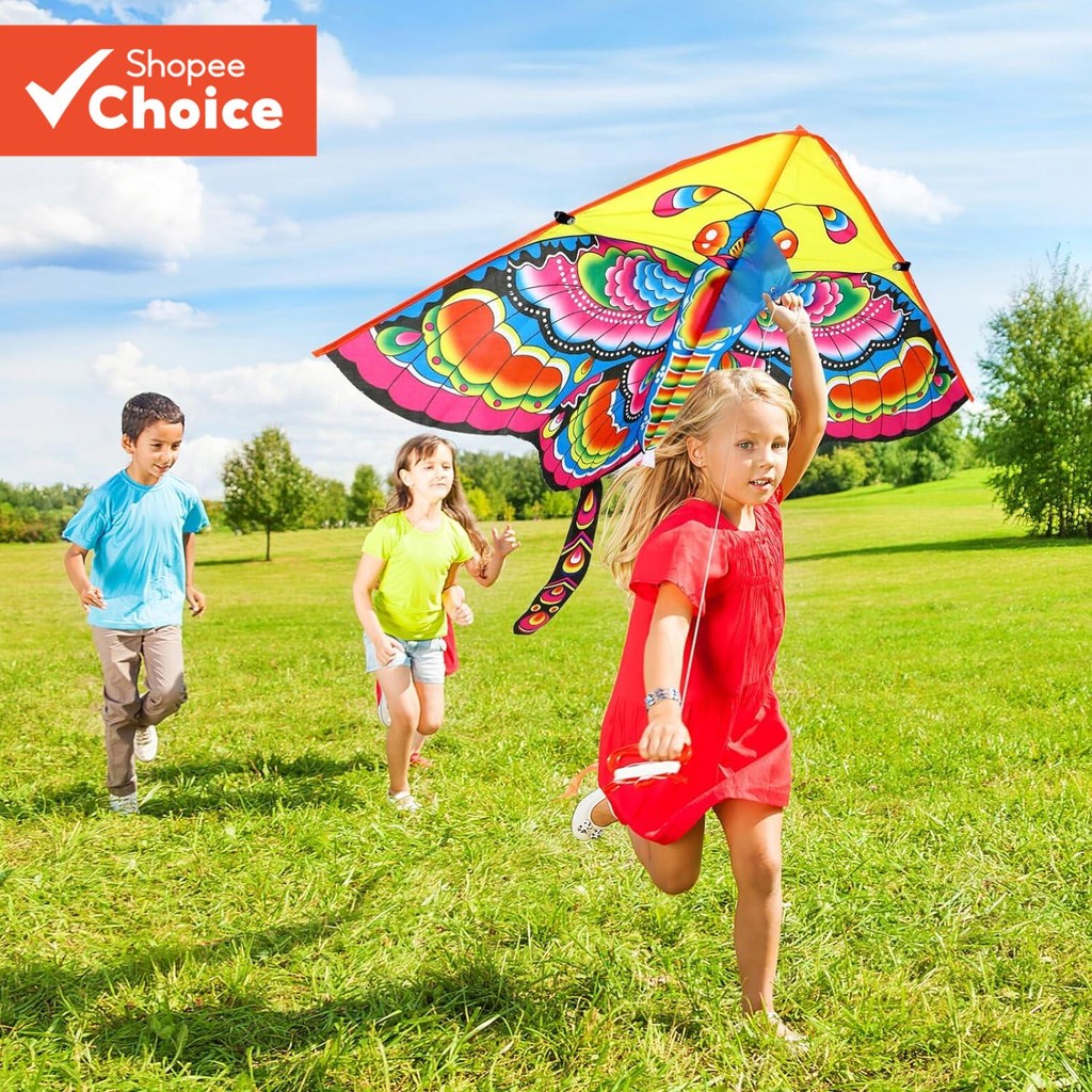 1 set of 90 cm colorful butterfly kite outdoor flying toys, 30 long ...