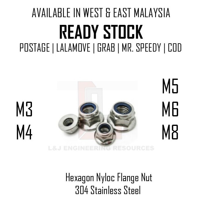 Hexagon Flange Nylon Nyloc Nut Nyloc Flange Nut 304 Stainless Steel DIN 6926 M3 M4 M5 M6 M8 M10 ...