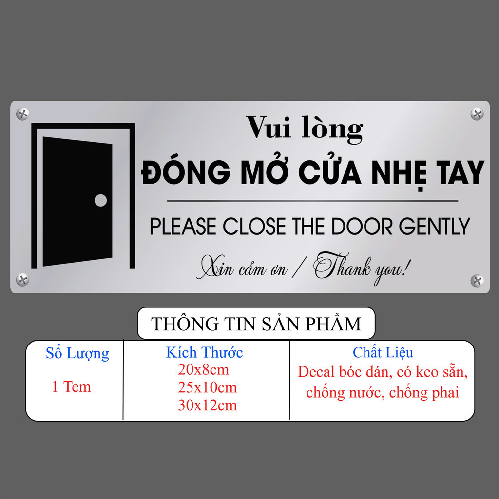 Reminder Decal Please Open and Close the Door Gently, Warning Sticker ...