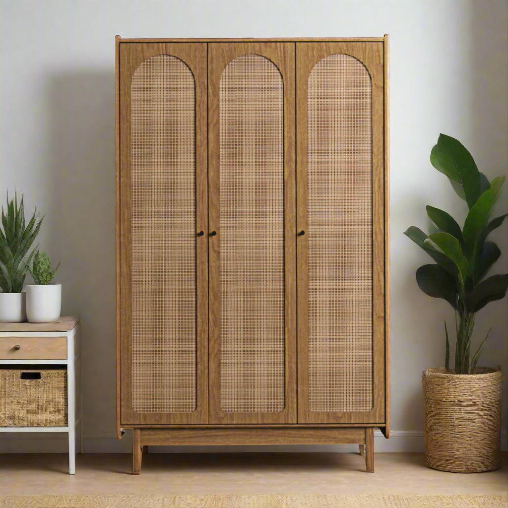 Zoya 3 Door Rattan Wardrobe | Shopee Singapore