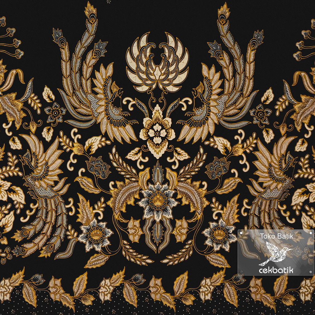 Special Modern Javanese SOGAN Leaf Bird Motif Longer Size Black base ...