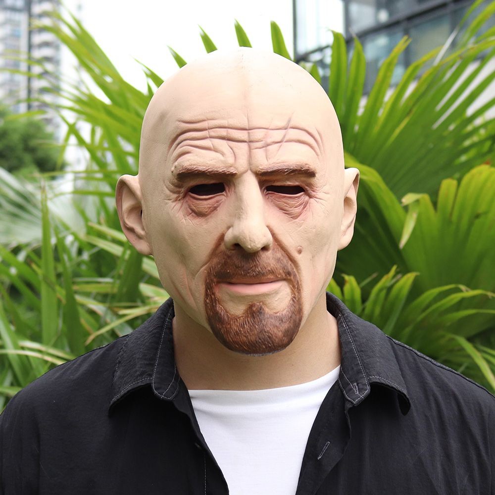 Elderly latex mask Human face full face white hair old man Tricky face ...