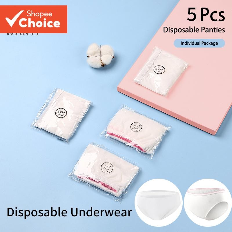 5Pcs Cotton Disposable Panties One Time Use Women Men Antibacterial ...