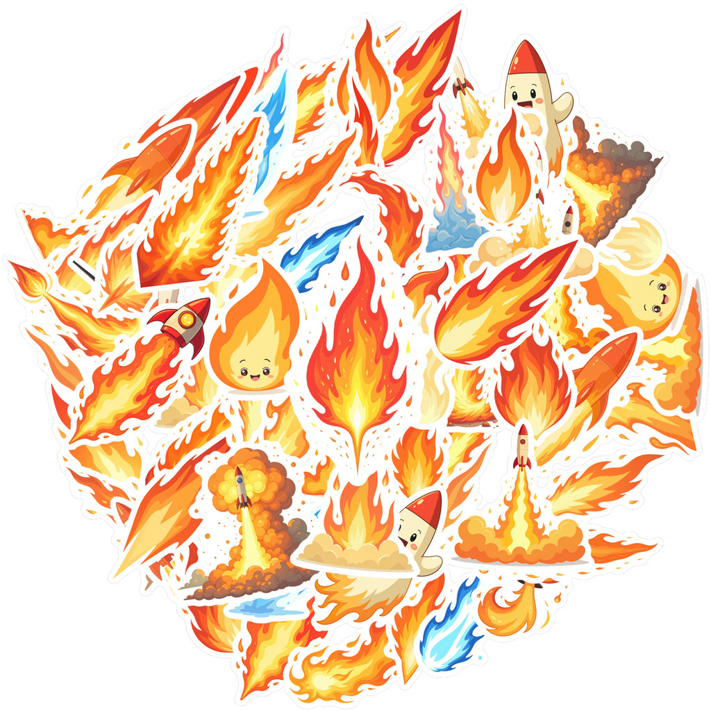 Vibrant Fire Stickers Fiery DIY Stickers Animated Dynamic For Laptop ...