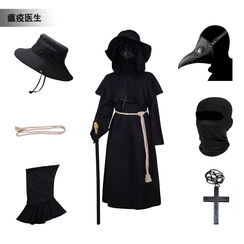Halloween medieval children's crow doctor cosplay costume, bird beak ...