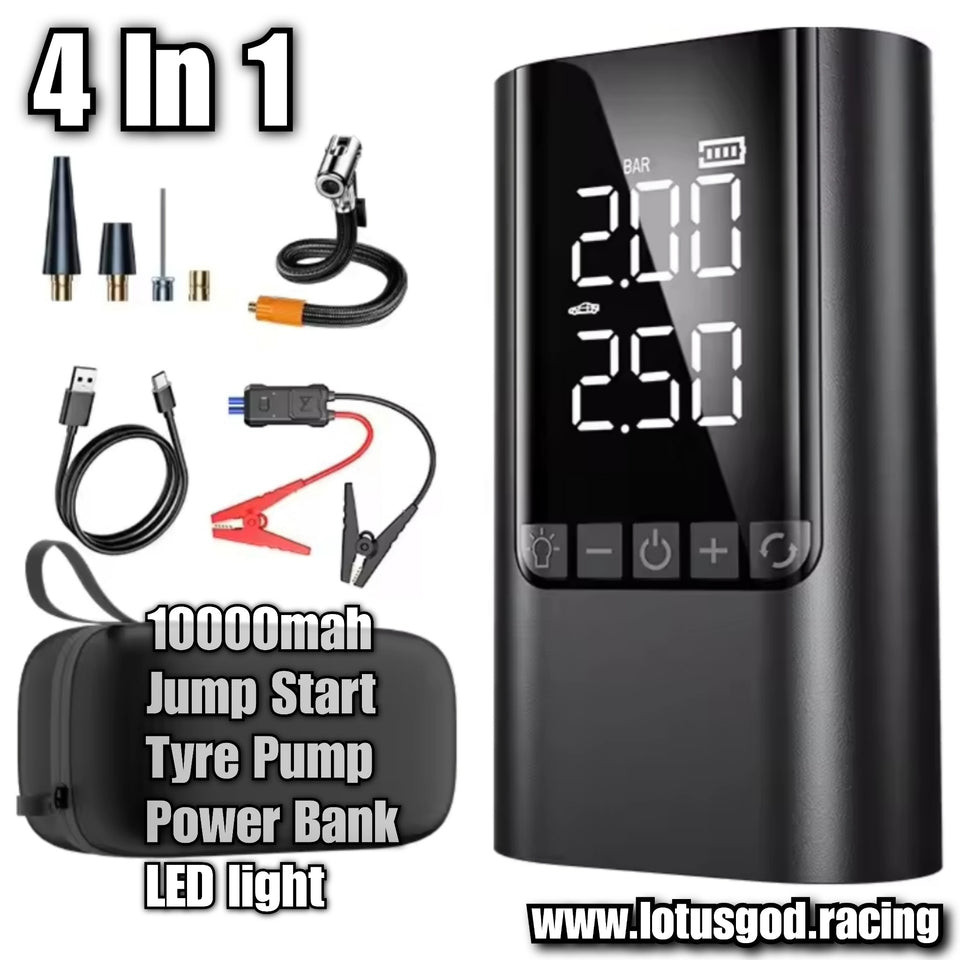10000mah 4 In 1 Portable 12 Volts Car Jump Start + Air Pump Compressor ...