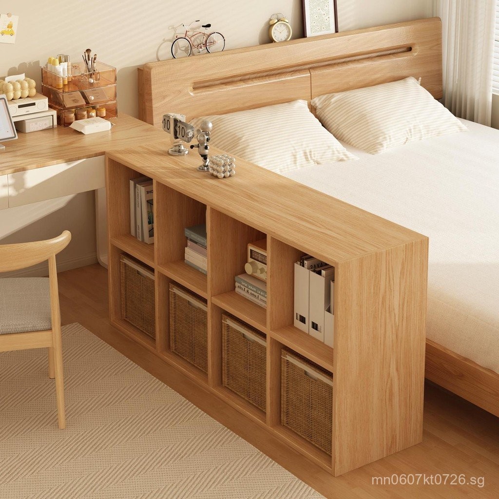 Bookshelf Living Room Bedroom Simple Home Half-Enclosed Solid Wood ...