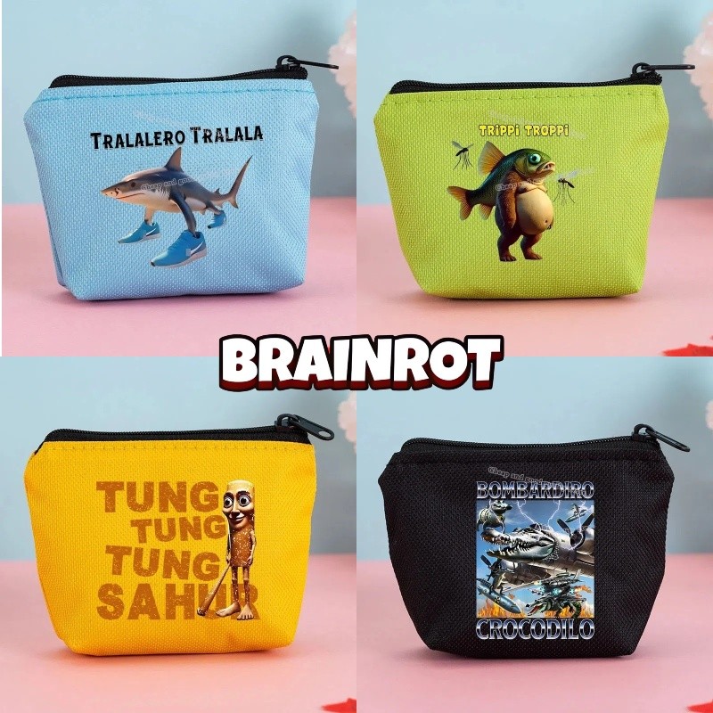 Italian Brainrot Cute coin wallet boy and girl cartoon coin canvas ...