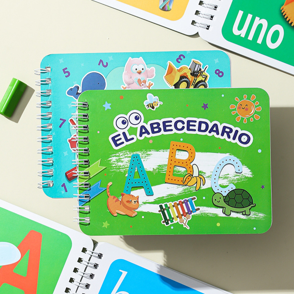 30 Pages Spanish Numbers & Alphabet Flash Cards Book for Kids Preschool ...