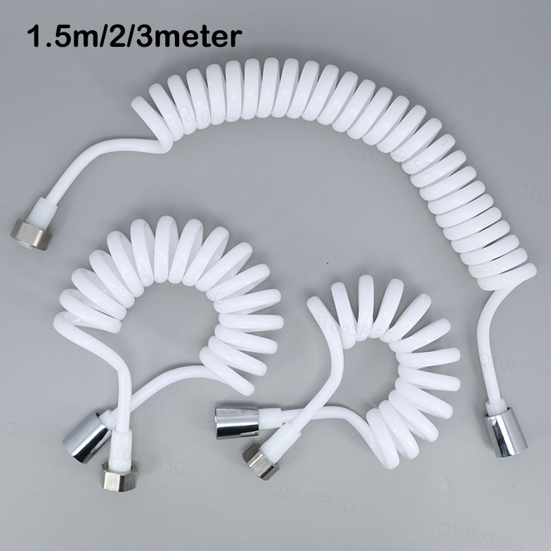 White spring Shower head Water Hose tube 1.5/2/3m max flexible for wc ...