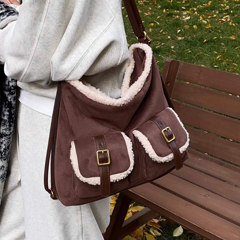 High-End Three-Purpose Bag Women 2025 New Style Backpack Suede Commuter ...