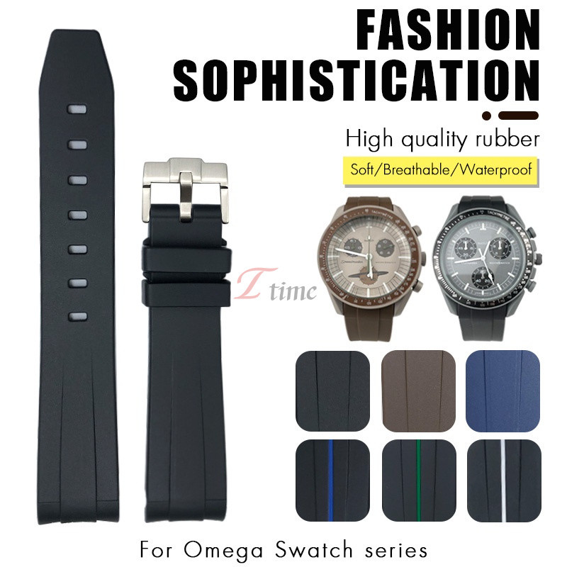 20mm Rubber Watchband for Omega x swatch Seamaster Speedmaster Planet ...