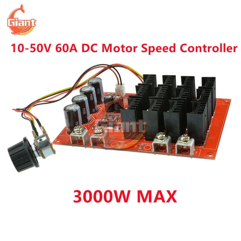 10-50V 60A DC Motor Speed Controller PWM HHO RC Speed Control 12V 24V ...