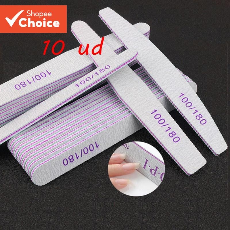 10 Pcs Nail File 100/180 Square/Coffin/Boomerang/Banana Professional ...