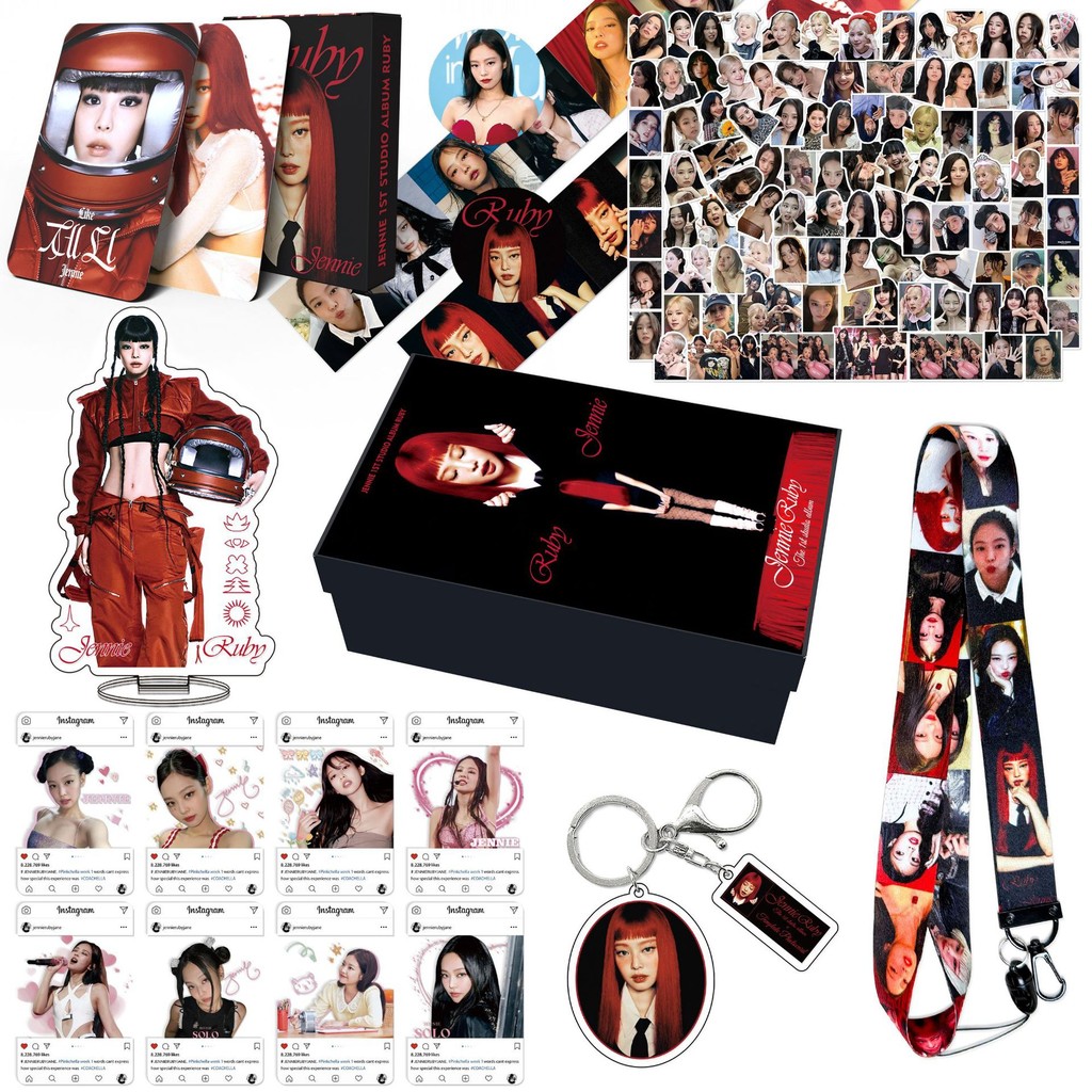 BlackPink JENNIE Keychain Sticker Card Standee Gift Box Set | Shopee ...