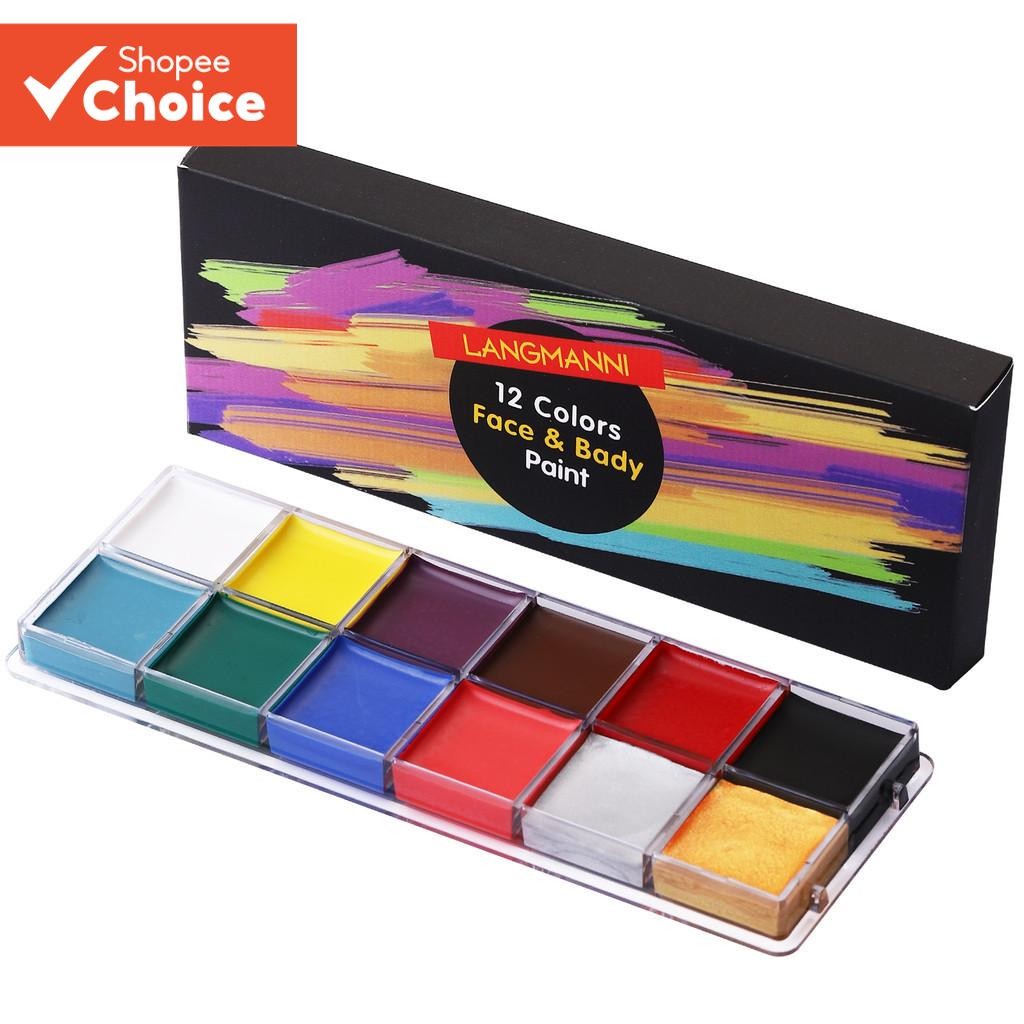 LANGMANNI 12 COLORS FACE AND BODY PAINT HIGHLY SATURATED DIY BODY PAINT ...