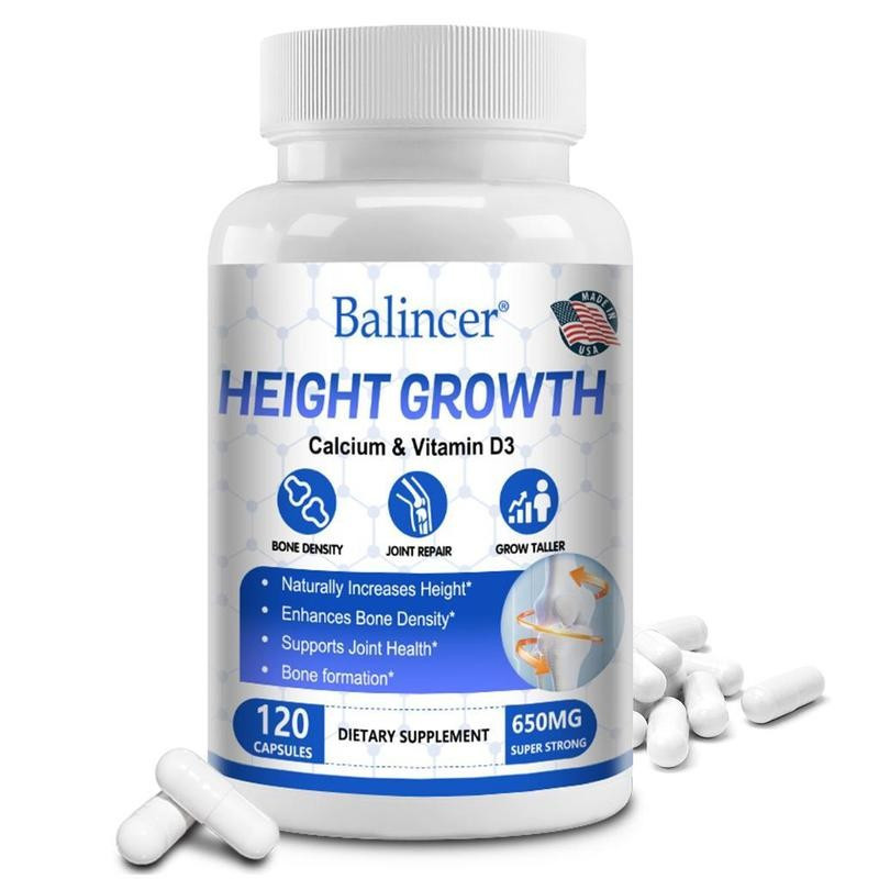 Height Growth, Calcium, Vitamin D3 and Zinc Blend Pills, Bone Growth ...