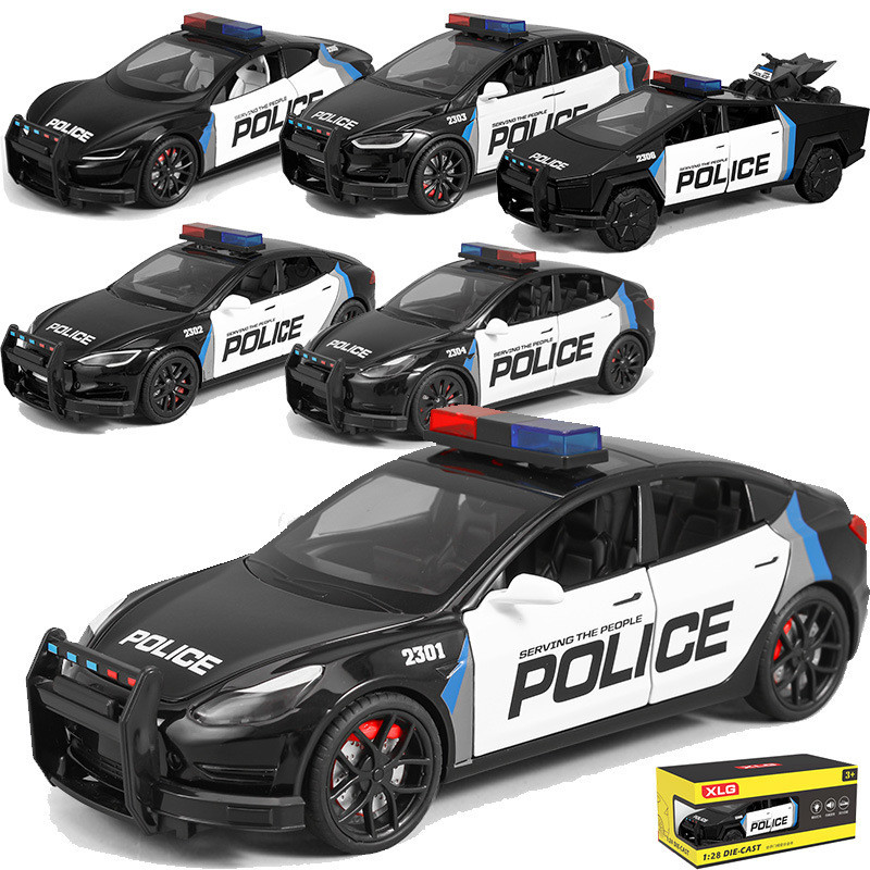Children Toy Car XLG Alloy Car Model 1/24 Tesla Police Car Toy Pickup ...