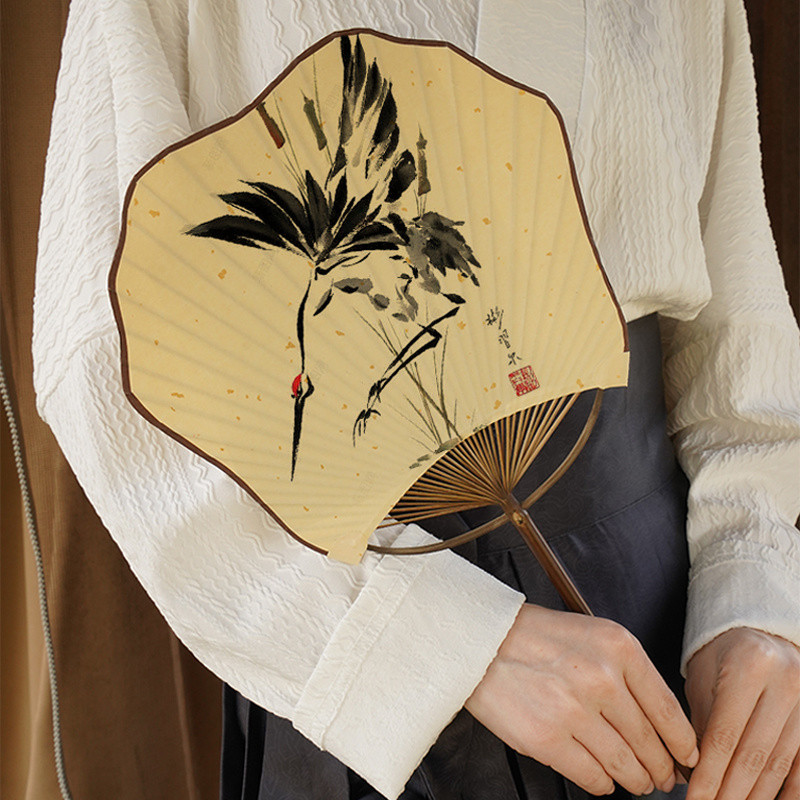 Rice Paper Group Fan Antique Chinese Style Blank Calligraphy Fan Hand ...