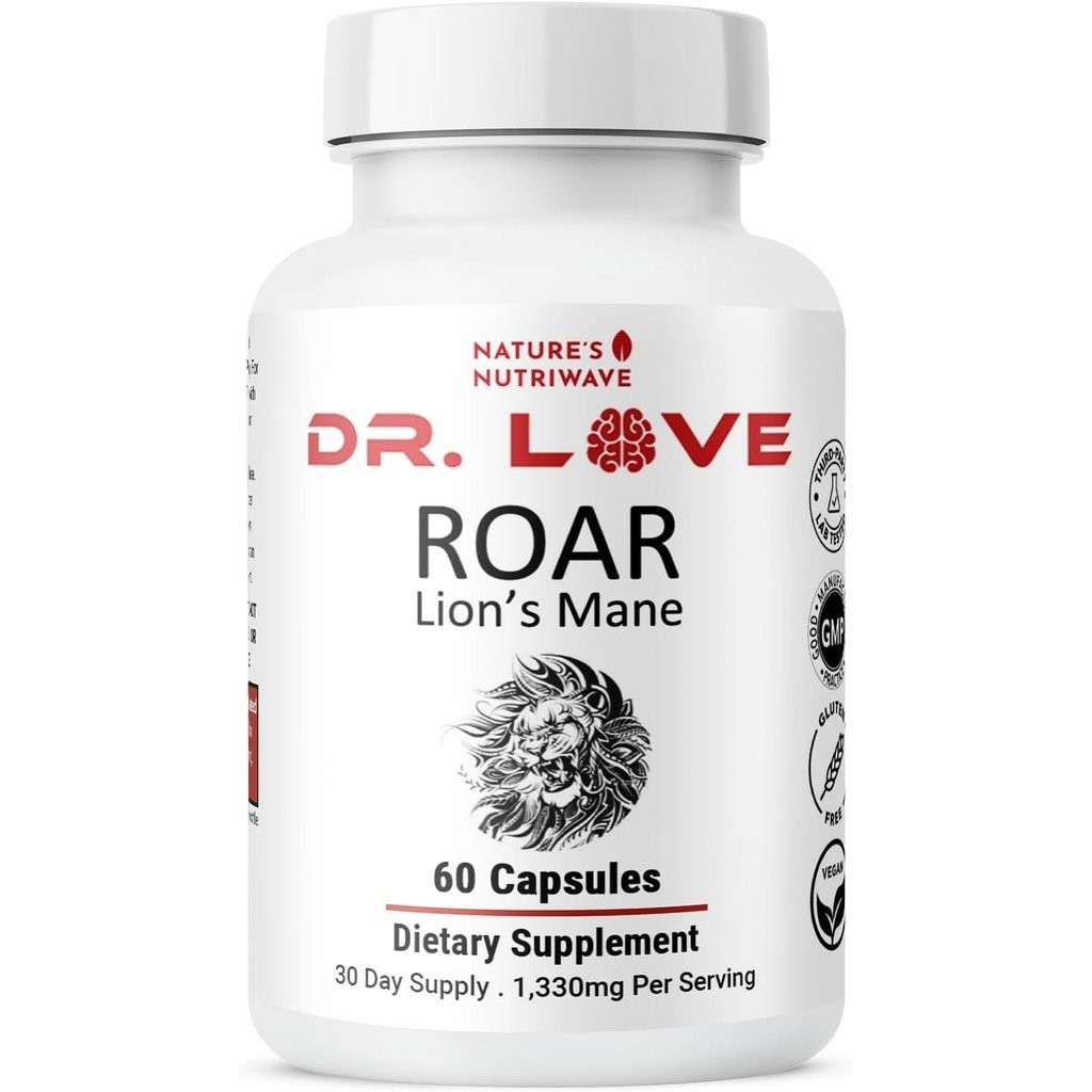 Dr. Love Roar Lion’s Mane Mushroom Supplement – Plant-Based Formula ...