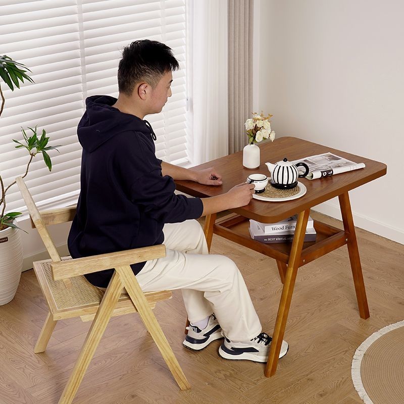 Solid Wood Small Square Table Chair Combination Leisure One Table Two ...