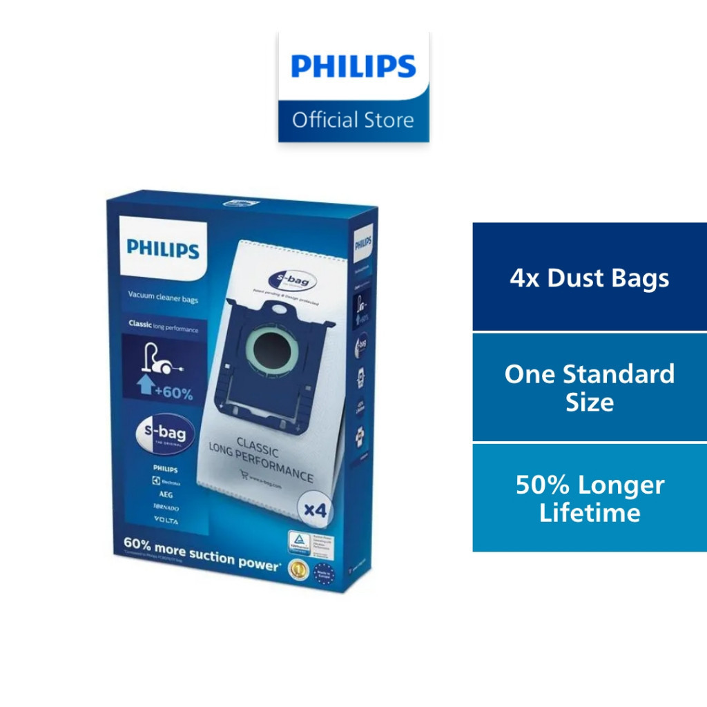 PHILIPS S-Bag Vacuum Cleaner Bags - FC8021/03 - Longer performance ...